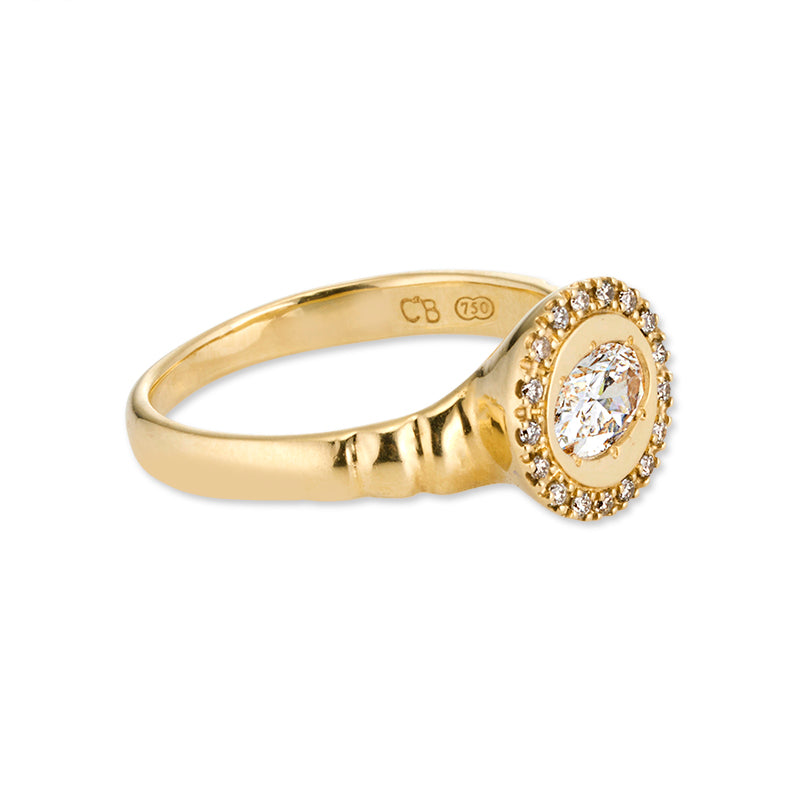 Petite Theseus Solid Gold Ring with Diamond – Cleopatra's Bling