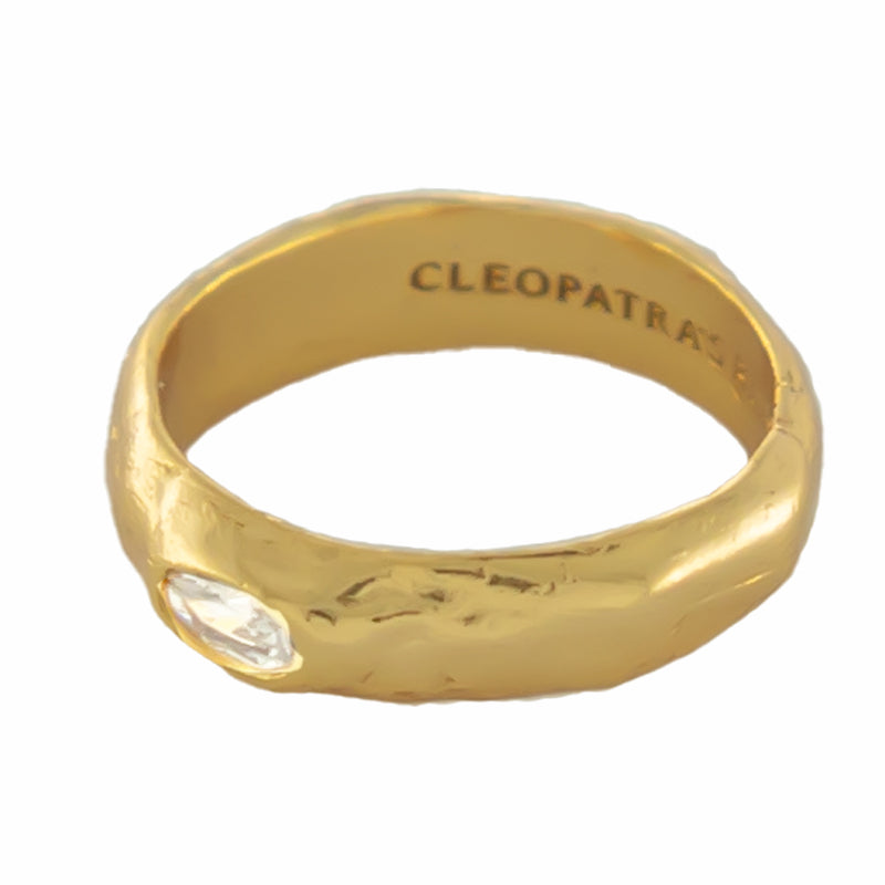 Trismosin 18K Gold Plated Ring with Zircon – Cleopatra's Bling